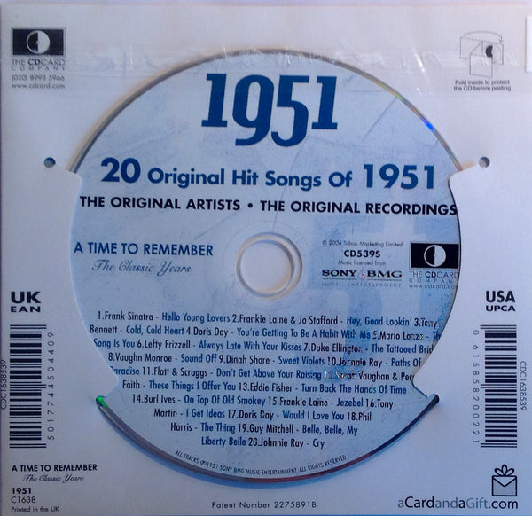 CD 20 Original Hit Songs Of 1951 - Discolândia