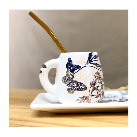 MATE CON ASA BUTTERFLY BLUE - Koken Mayoristas