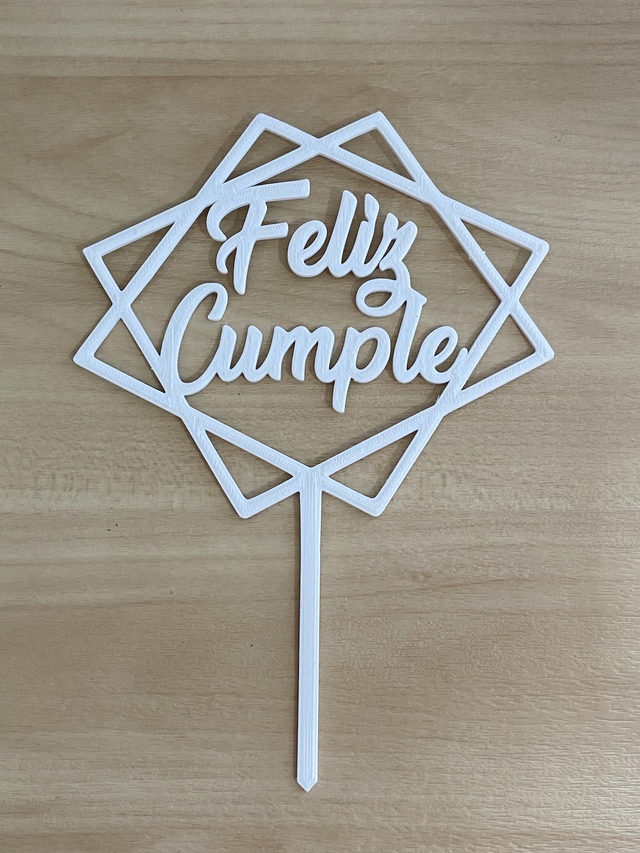 Topper Feliz Cumple Cuadrado - 3D Shop Olivos