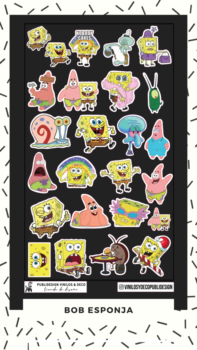 Sticker bob esponja· Calcos · Vinilos · Pegatinas · Termo