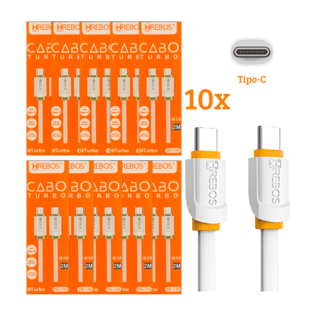 Kit 10 Cabos Tipo C Celular Hrebos Original Atacado