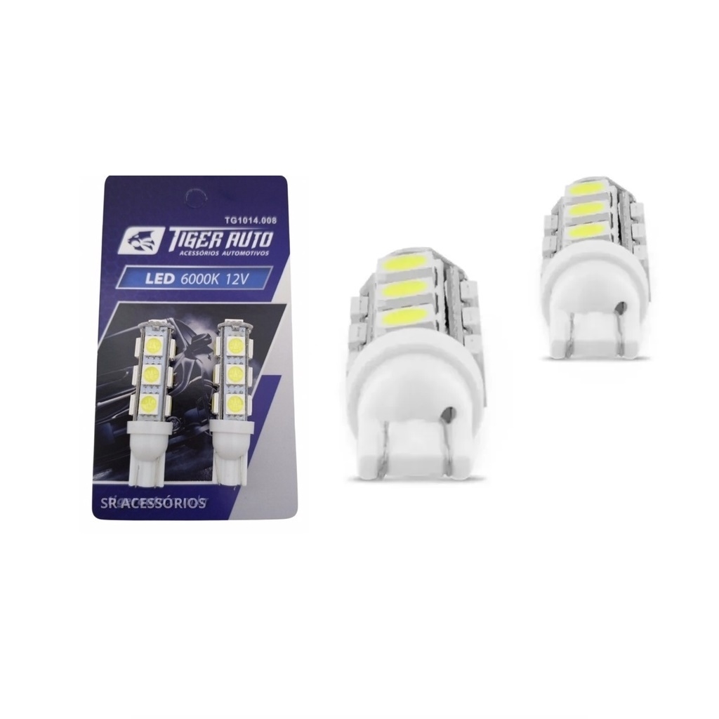 Par Lâmpadas Pingo 13 Leds T10-9 Tiger Auto