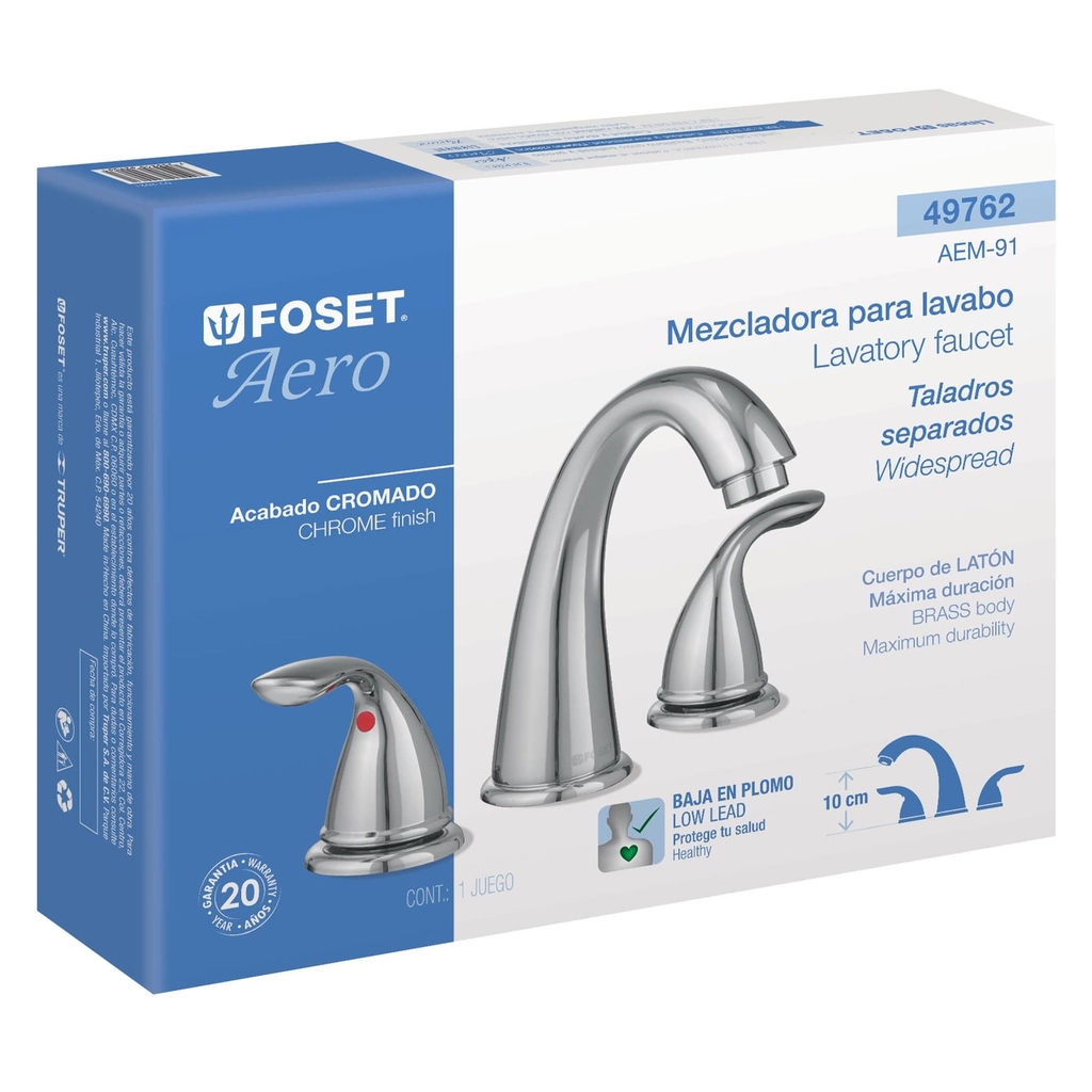 Mezcladora para lavabo con taladros separados, Foset