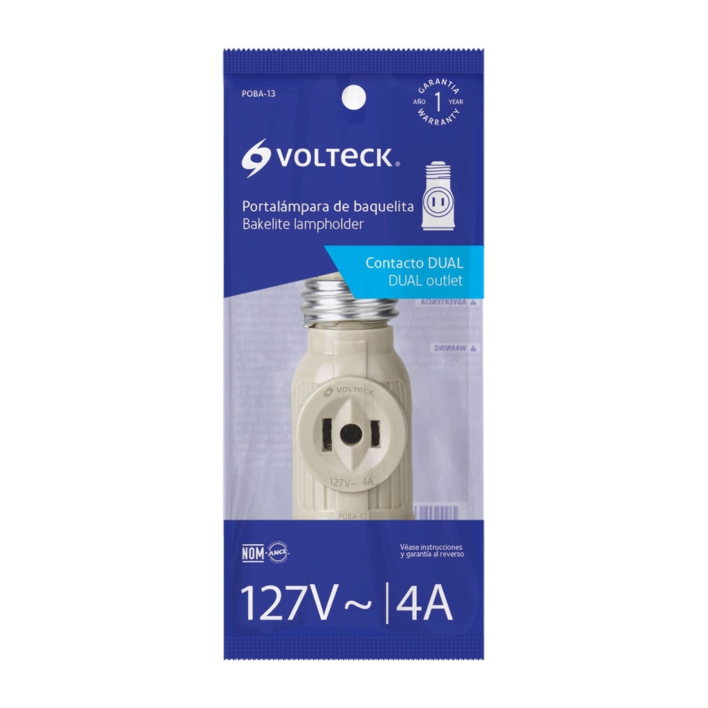 Portalampara de baquelita, con doble contacto, Volteck