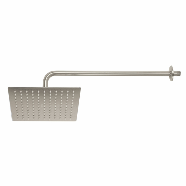 Regadera satin 10' plato cuadrado delgado con brazo, Foset