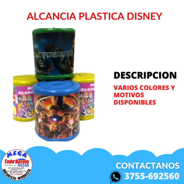 ALCANCIA PLASTICA DISNEY - Comprar en TODO BARATO SRL