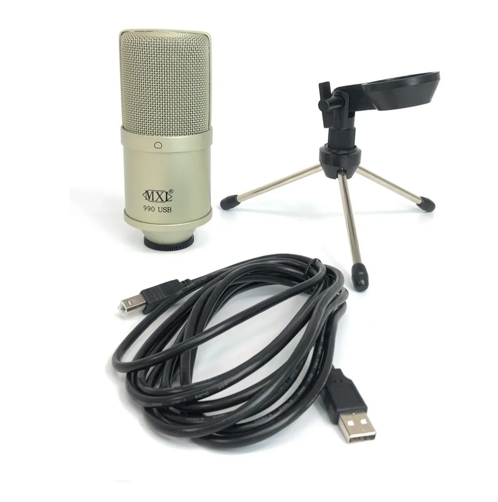 Microfone Condensador Mxl 990 USB Para Estúdio + Tripé