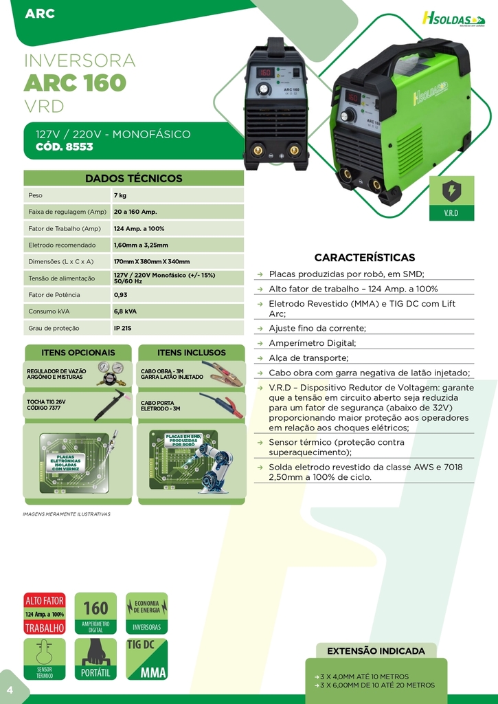 HSoldas Inversor ARC 160 VRD - Comprar em Lumaq Solda
