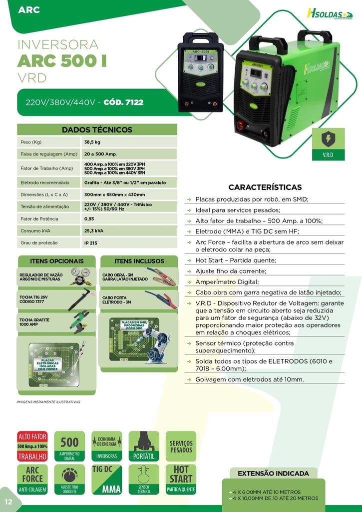 HSoldas Inversor ARC 500 I VRD - Comprar em Lumaq Solda