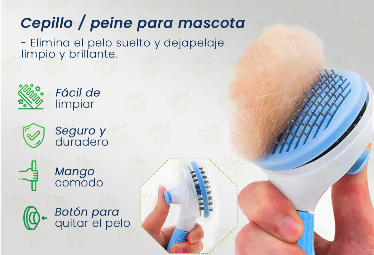 Cardina Cepillo Saca Pelo Mascota Premium Autolimpiante Aseo