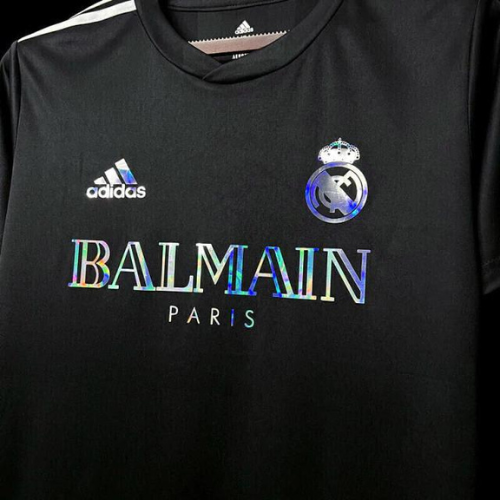 Camisa Real Madrid x Balmain 23/24 Refletiva Preta -Versão Torcedor