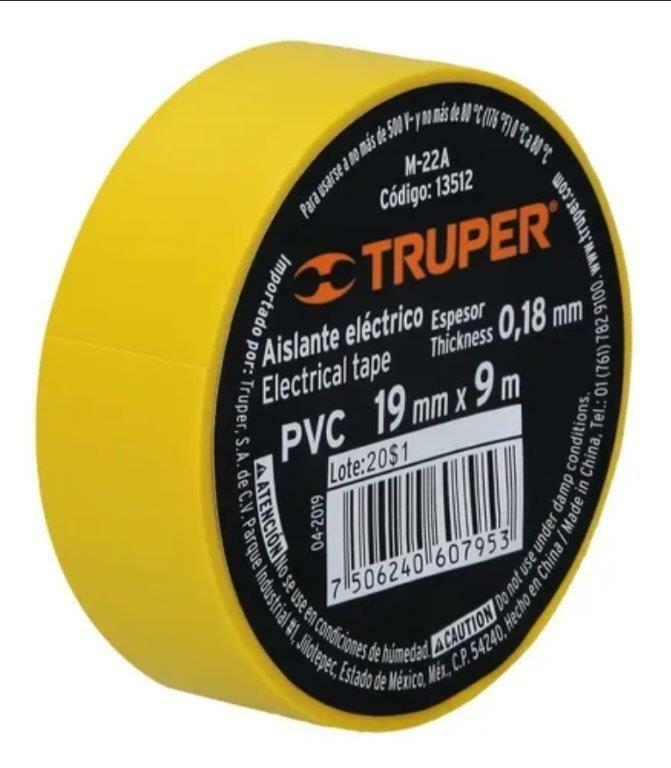 CINTA AISLANTE 9MT COLOR AMARILLO MOD.M-22A TRUPER
