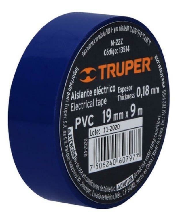 CINTA AISLANTE 9MT COLOR AZUL MOD.M-22Z TRUPER