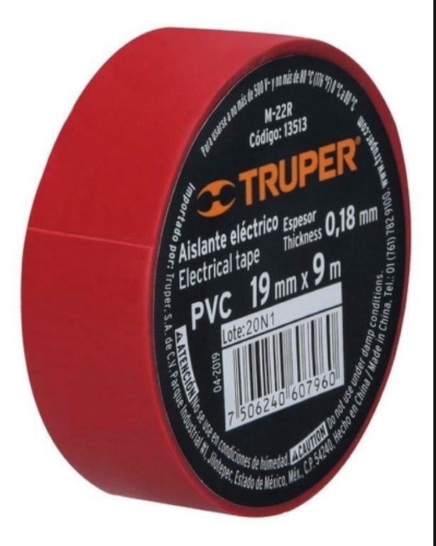 CINTA AISLANTE 9MT COLOR ROJO MOD.M-22R TRUPER