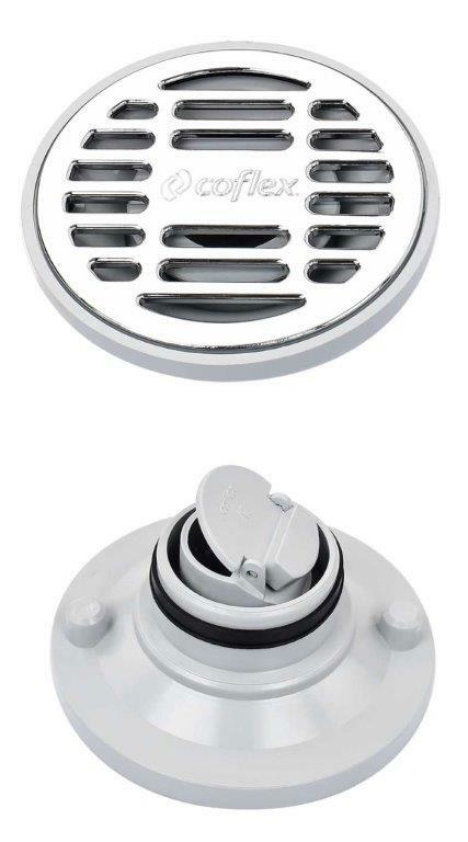 COLADERA REDONDA DE PLASTICO ABS CON REJILLA CROMADA 4" MOD.PC-151 COF