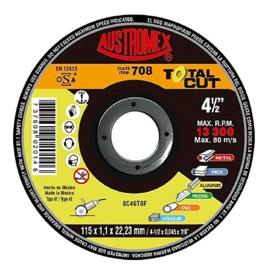 DISCO CORTE MULTIPROPOSITO 4 1/2" MOD.708 AUSTROMEX