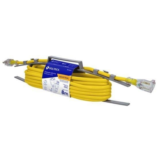 EXTENSION ELECTRICA 8MT REFORZADA ATERRIZADA CALIBRE 14 COLOR AMARILLA