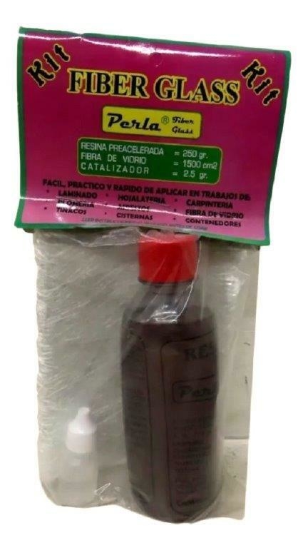 KIT FIBRA DE VIDRIO (RESINA 250GR, FIBRA VIDRIO 1500CM2, CATALIZADOR 2