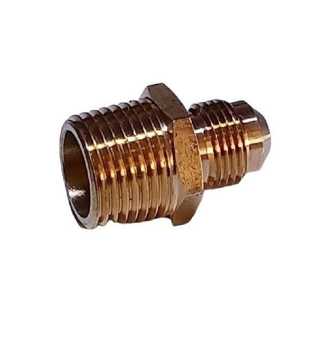NIPLE (CONECTOR) TERMINAL 1/2" NPT x 3/8" CONICO LATON/BRONCE