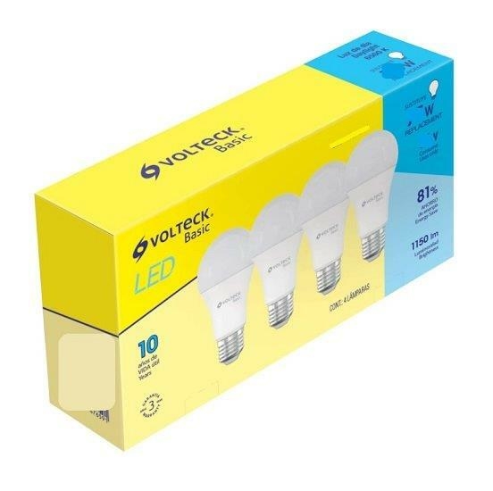 PAQUETE DE 4 FOCOS LED 12W (EQUIVALE A 75W ) LUZ FRIA VOLTECK BASIC MO