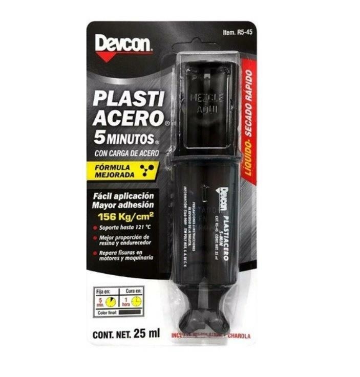 PLASTIACERO EN JERINGA GRIS OSCURO 5 MINUTOS MOD.25ML MOD.R5-45 DEVCON