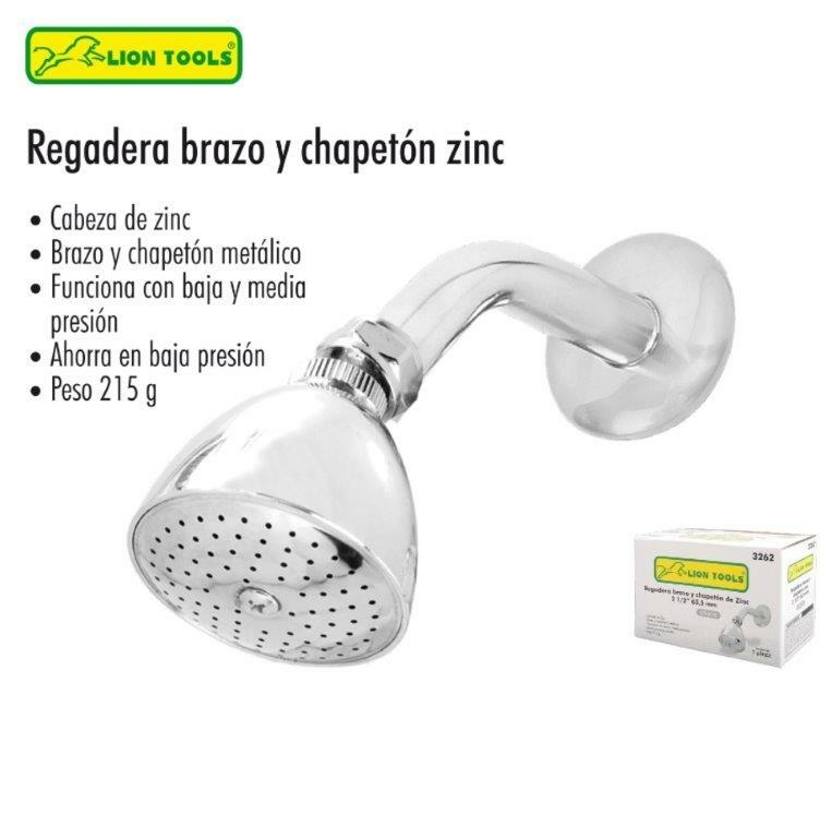 REGADERA CONICA CON BRAZO Y CHAPETON DE ZINC 2 1/2" 3262LT