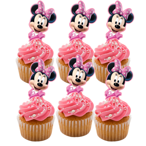 20 cupcake toppers Minnie rosa - SONDECORACION