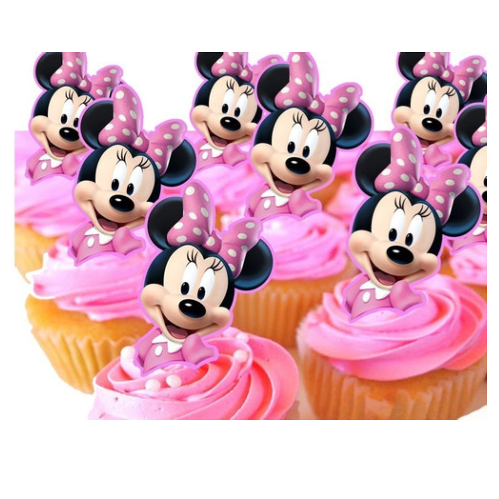 20 cupcake toppers Minnie rosa - SONDECORACION