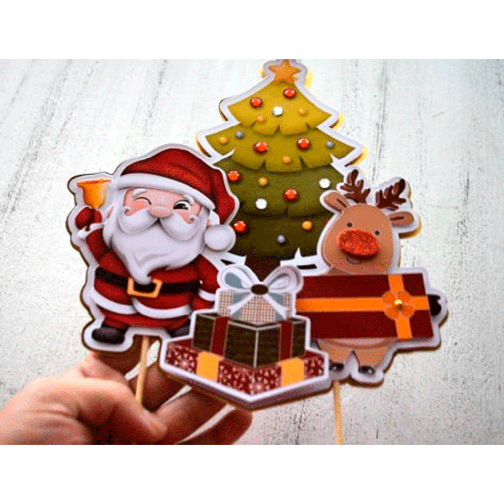 Cake topper SANTA Y RENO - Comprar en SONDECORACION