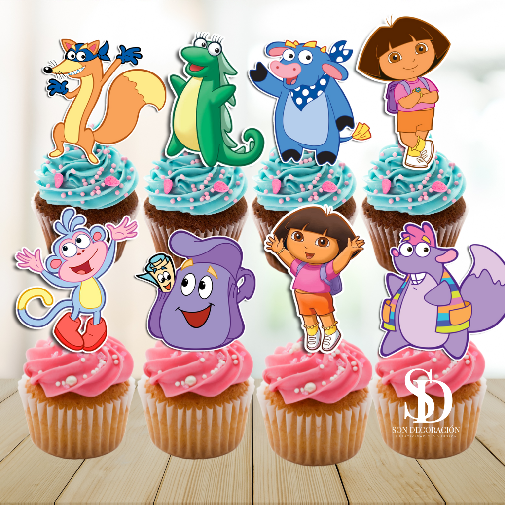20 cupcake toppers DORA LA EXPLORADORA - SONDECORACION