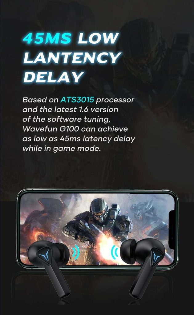 Audífonos Wavefun G100 TWS Gaming - Negro