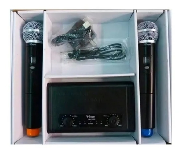 PARQUER JRU-100D Micrófono inalámbrico doble de mano UHF