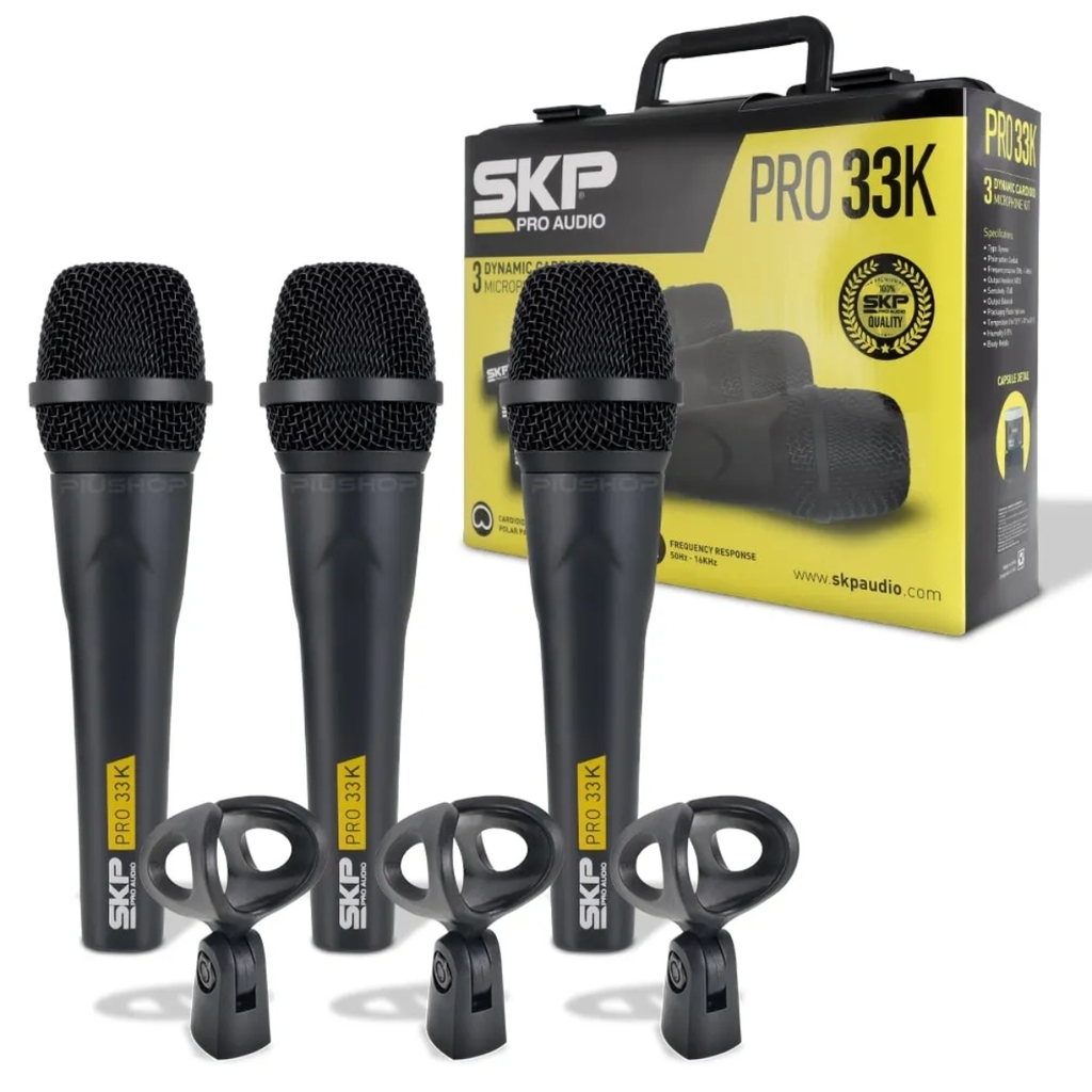 SKP PRO-33K Kit de 3 micrófonos dinámicos de mano