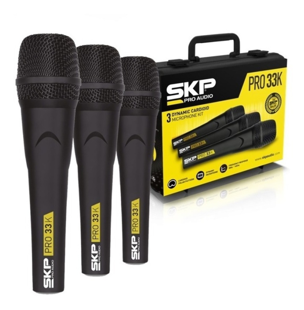 SKP PRO-33K Kit de 3 micrófonos dinámicos de mano