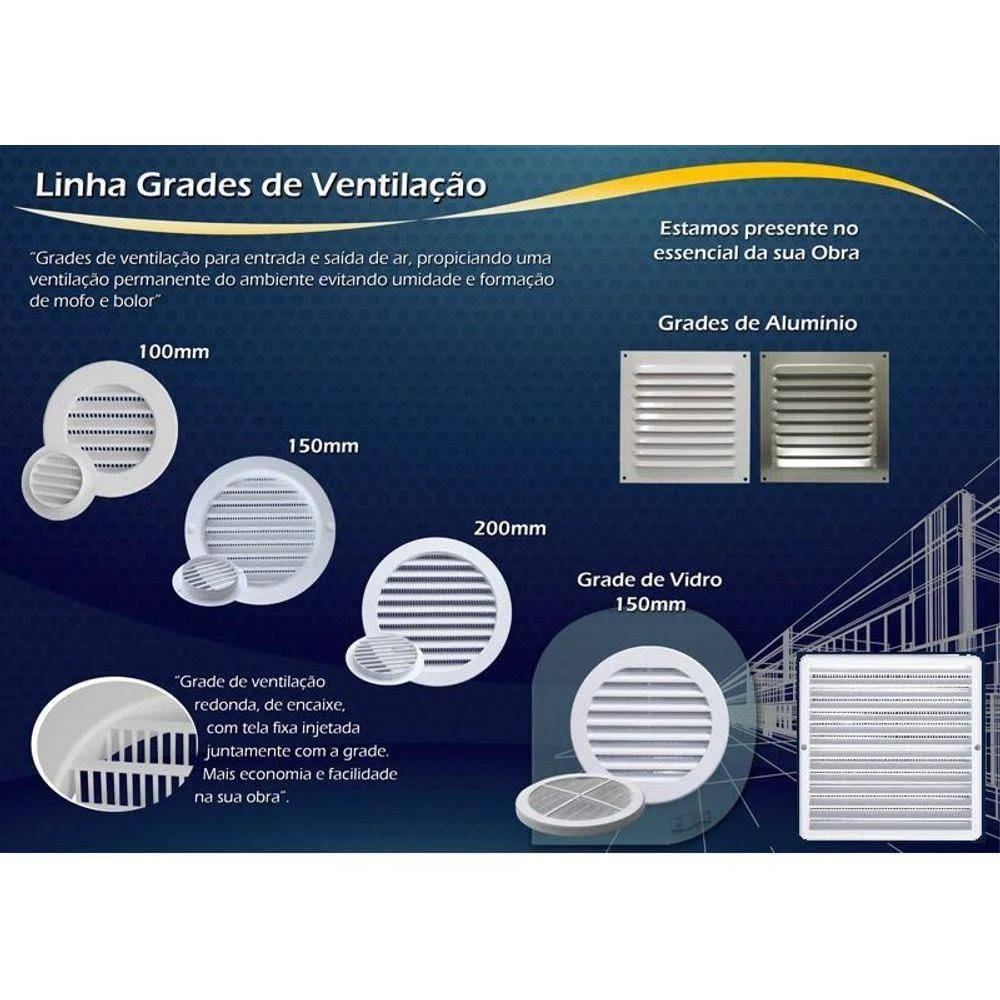 GRADE QUADRADA DE ALUMINIO BRANCO C/ TELA 20X20 (GA003)
