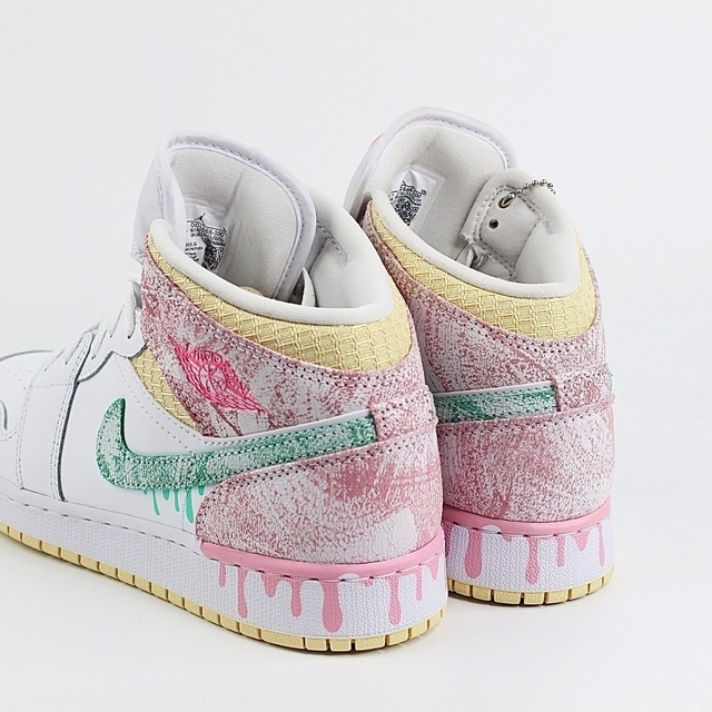 Tênis Air Jordan 1 Mid GS Ice Cream "Paint Drip"