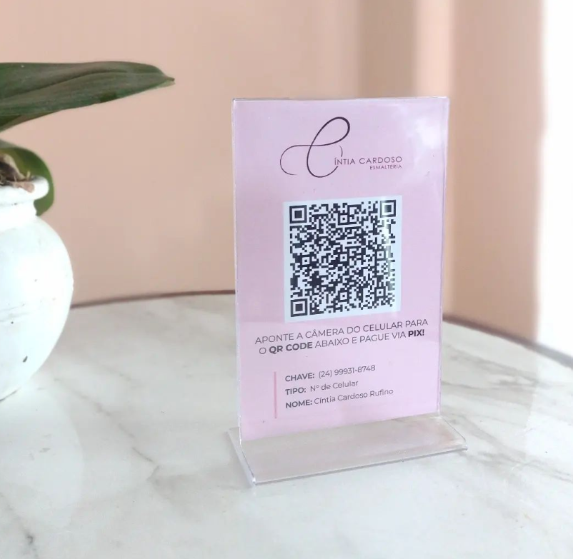 Placa de QR Code Personalizada | Frente e verso.