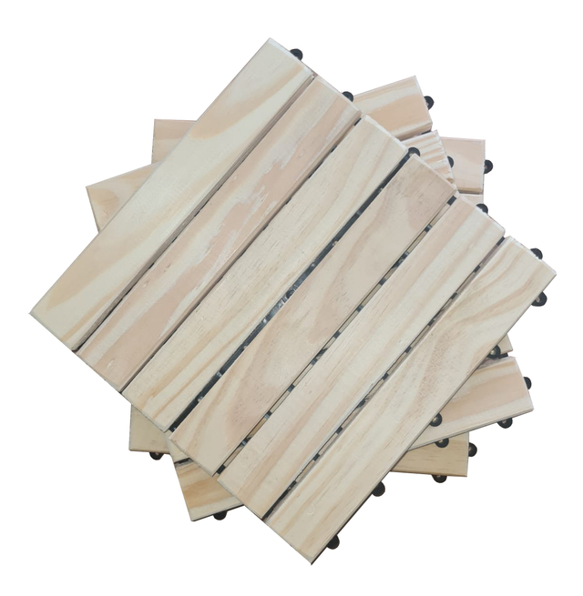 Deck de Madeira 06 Ripas com Base Plástica (Madeira de Pinus)