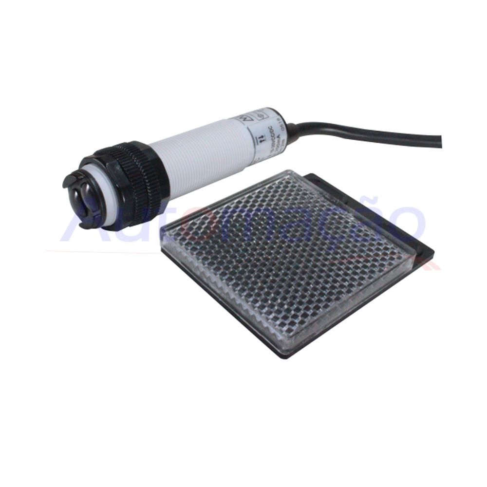 Sensor Fotoelétrico Espelho 18mm PNP 10~36vcc