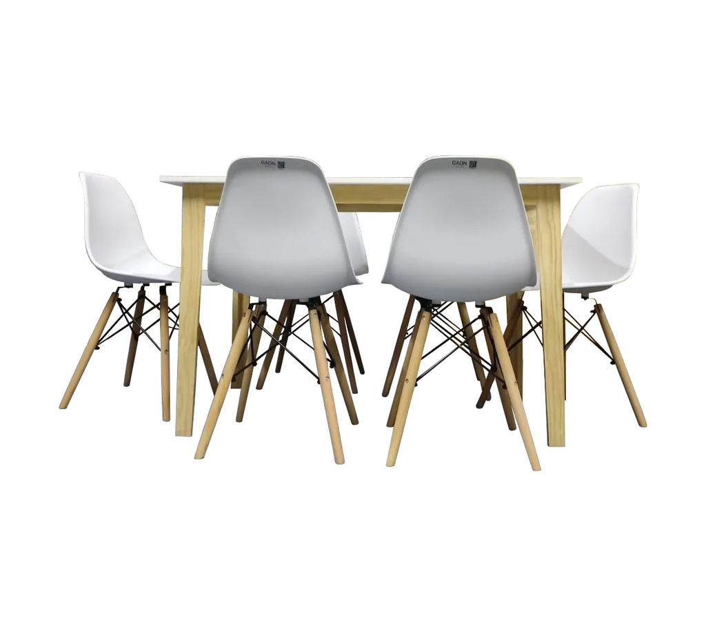 Comedor Minimalista Blanco Polo con 6 Sillas Eames