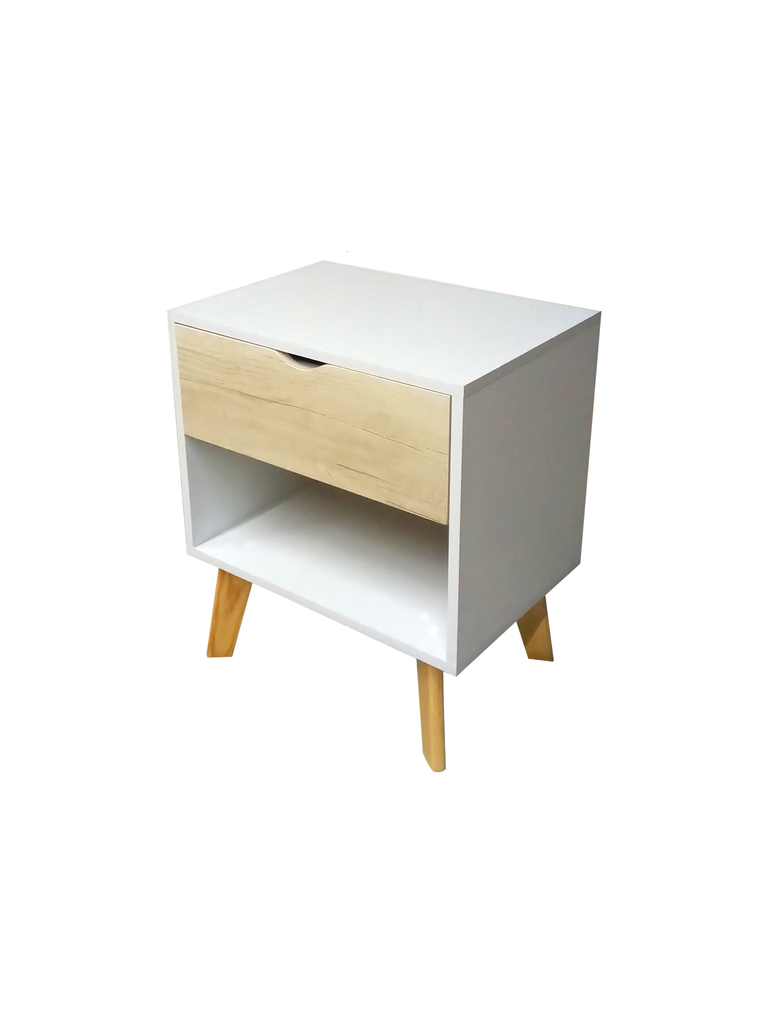 Buró Nórdico Fiore Blanco y Madera 1 Cajón