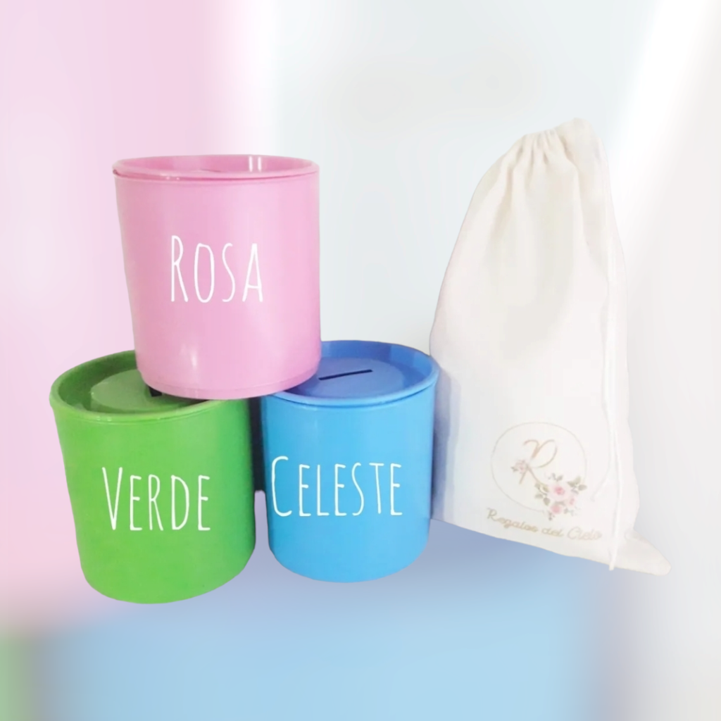 10 alcancías plásticas lisa de color para souvenirs