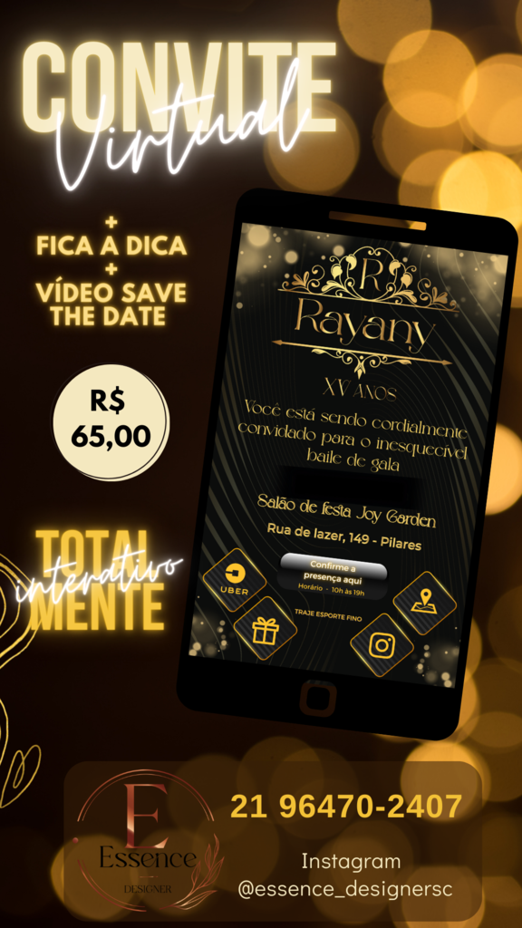 Convite virtual interativo + 20 caixas convites