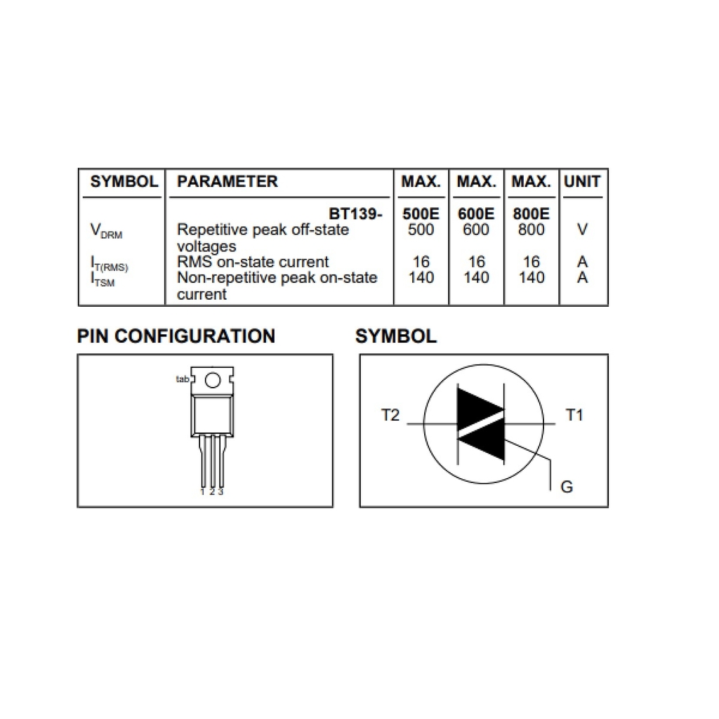 Transistor Bt139 800e 16A Triac To220