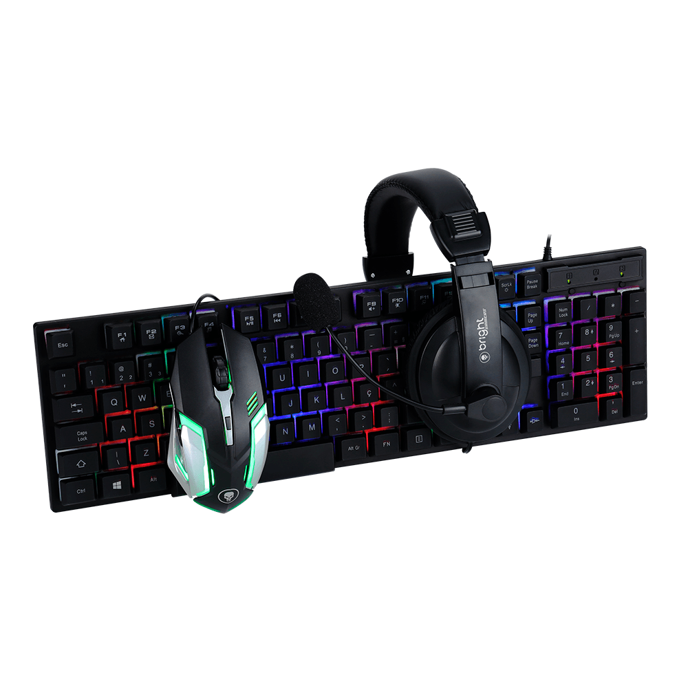 Combo Bright Gamer 0543 Teclado + Mouse + Headset Preto
