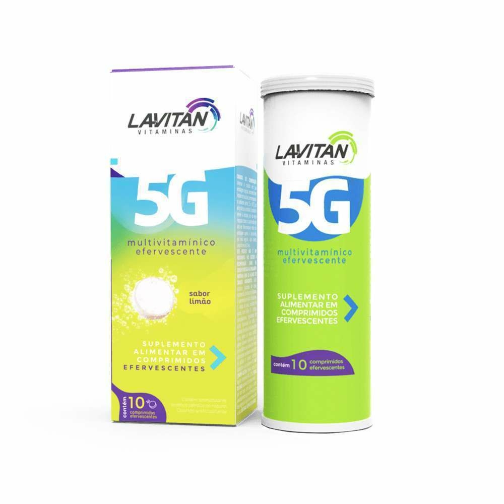 Lavitan 5G - Multivitamínico Efervescente - Sabor Limão com 10 comprimidos - CIMED