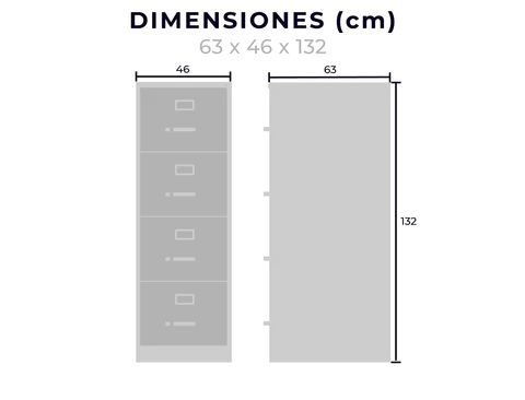 Archivero Metálico de 4 Gavetas - Muebles NG