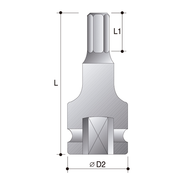 Soquete Allen de Impacto 32mm Curto x 1 Pol
