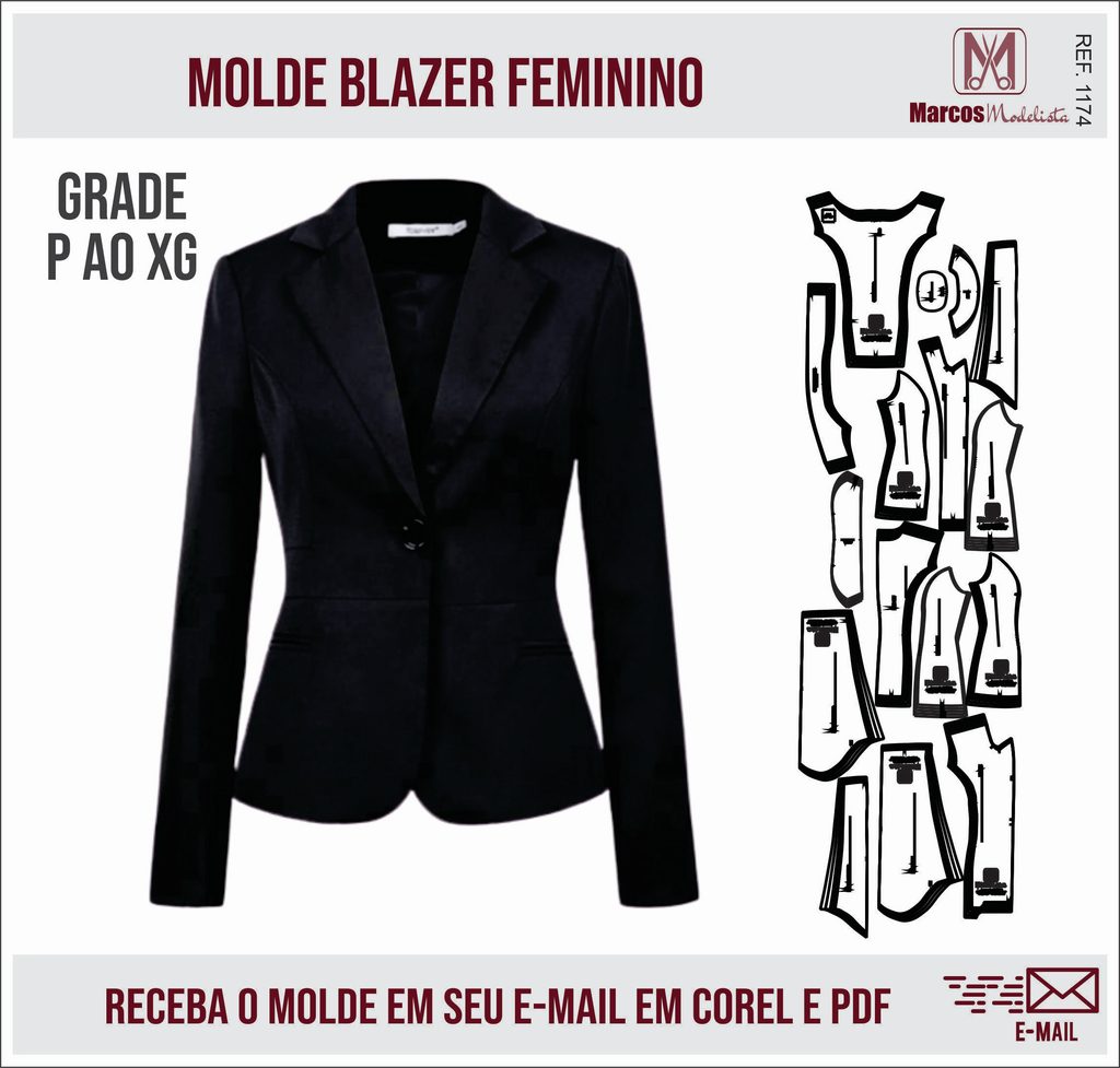 Molde Blazer Feminino 1174 - Marcos Modelista