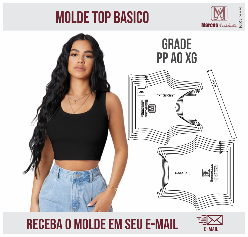 Molde Top Básico 1224 - Comprar em Marcos Modelista